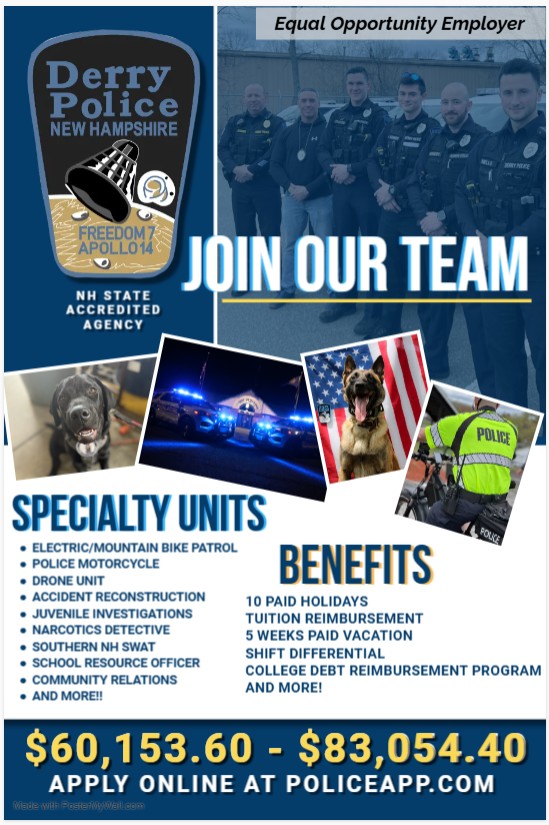 NOW HIRING - Police Officers | Town of Derry NH